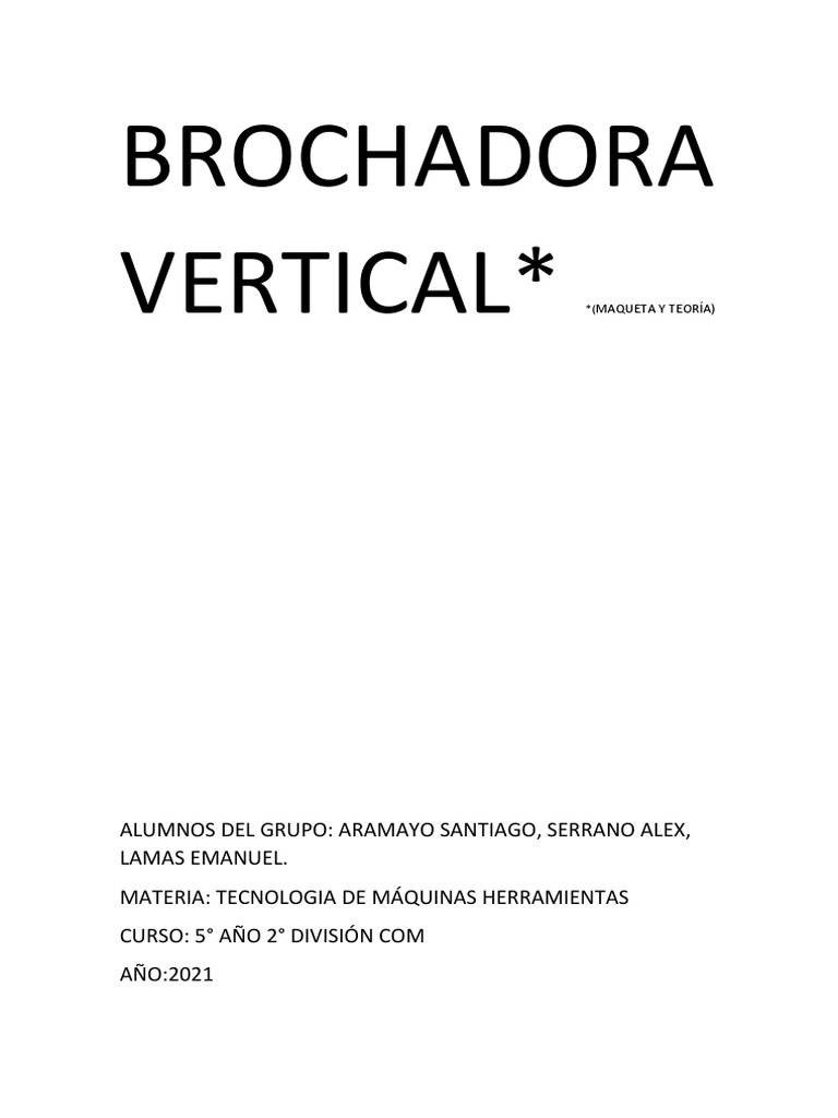 Brochadora Vertical | PDF | Procesos industriales | Sector secundario ...