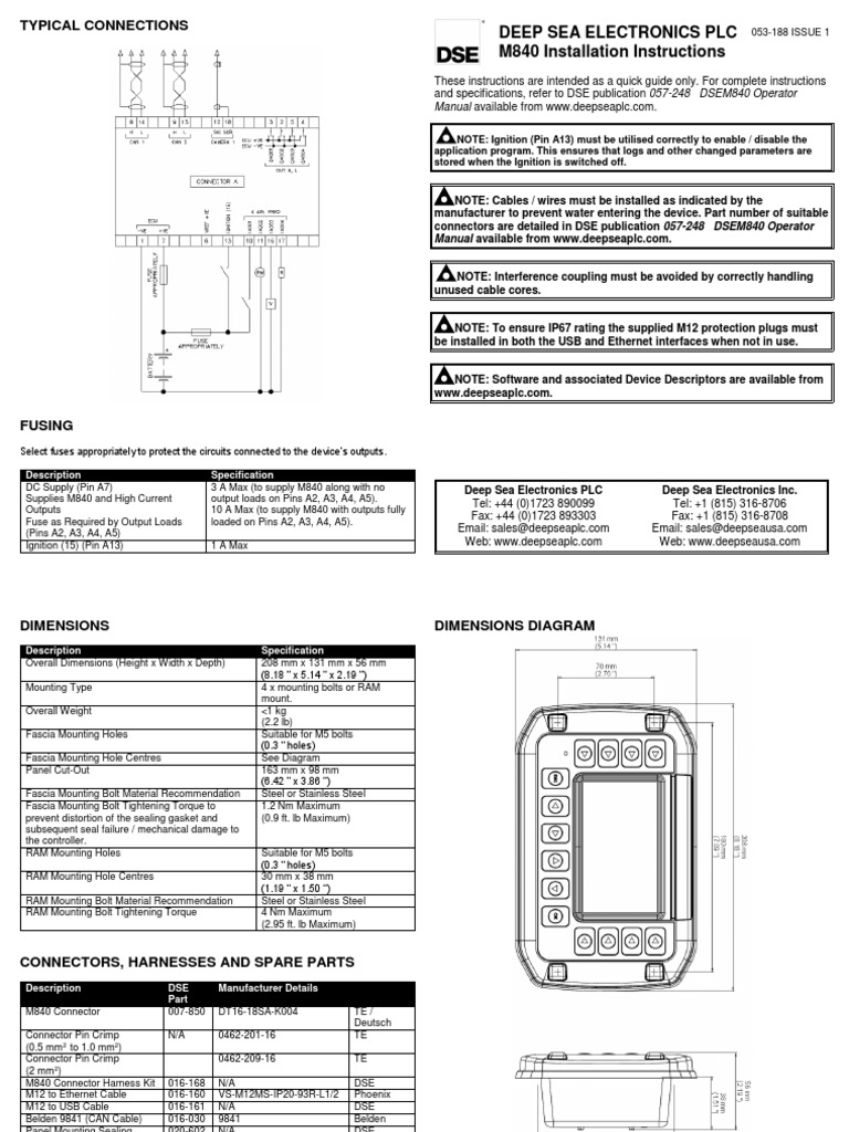 DSEM840 Installation Instructions | PDF | Electrical Connector | Fuse (Electrical)
