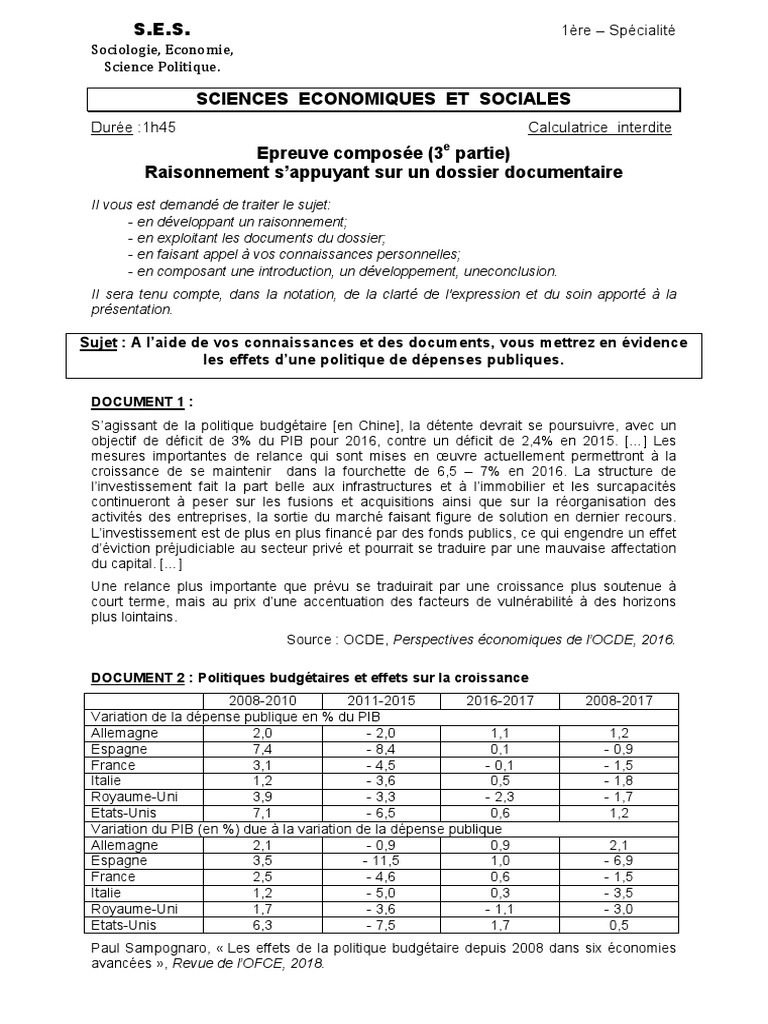 Effets des Dépenses Publiques et Déficit | PDF | Dette publique ...