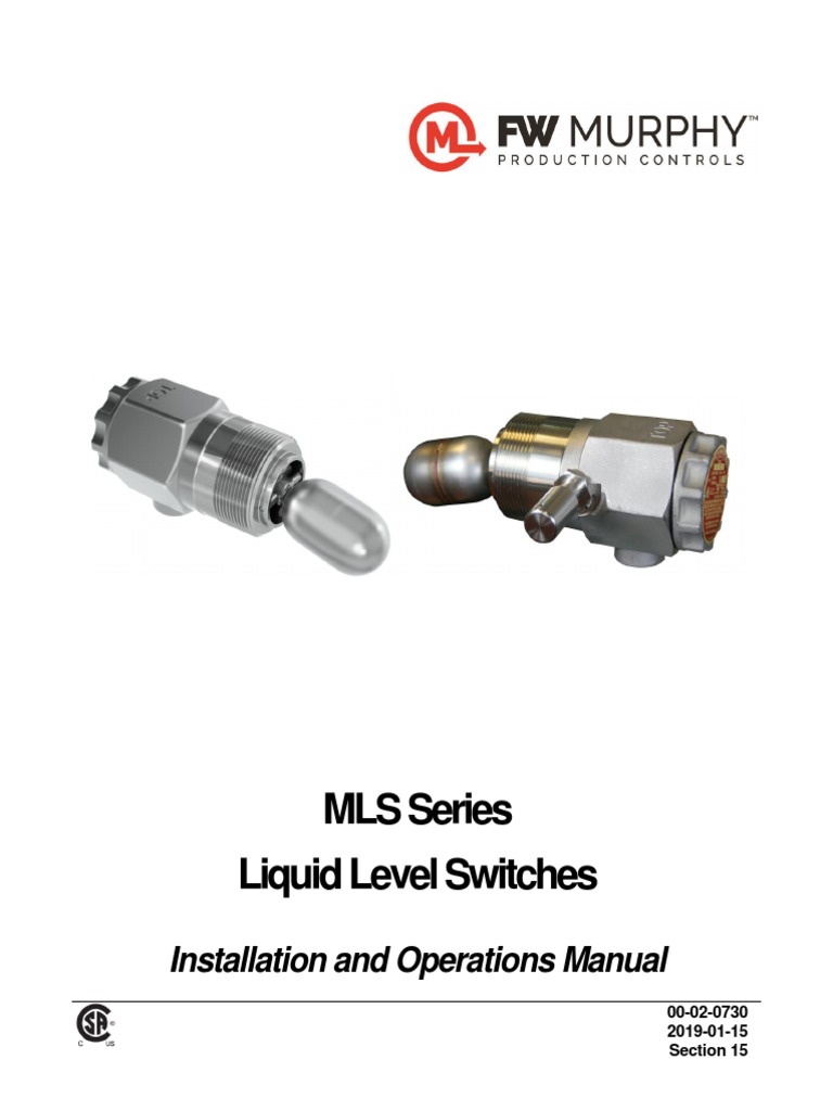 Installation and Operations Manual for FW Murphy MLS Series Liquid ...