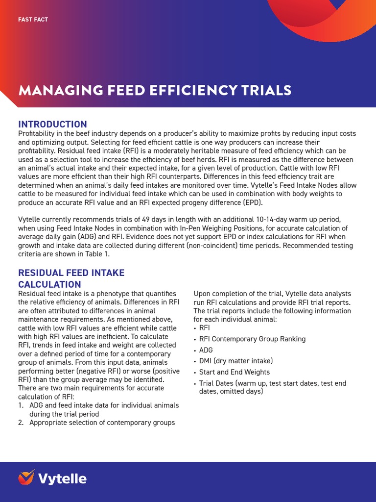 Managing Feed Efficiency Trials: Fast Fact | PDF