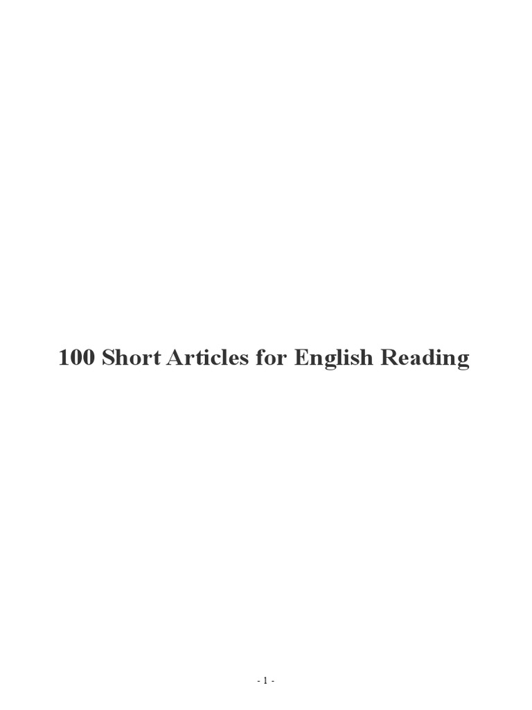 100 Short English Reading Articles | PDF | Workweek And Weekend