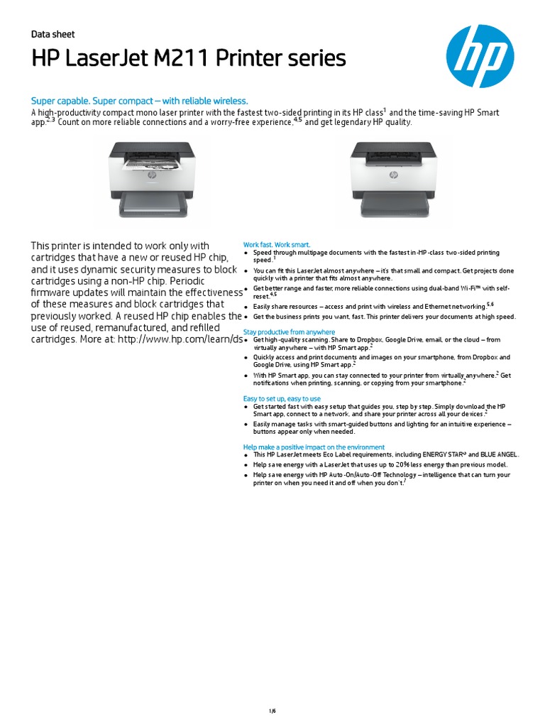 HP Laserjet M211 Printer Series: Data Sheet | PDF | Wi Fi | Printer (Computing)