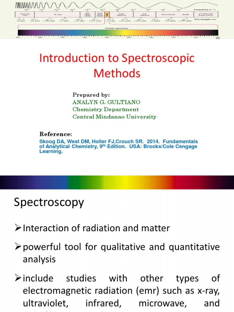 CHY66 - Spectroscopic Methods - Intro | PDF | Electromagnetic Spectrum | Electromagnetic Radiation