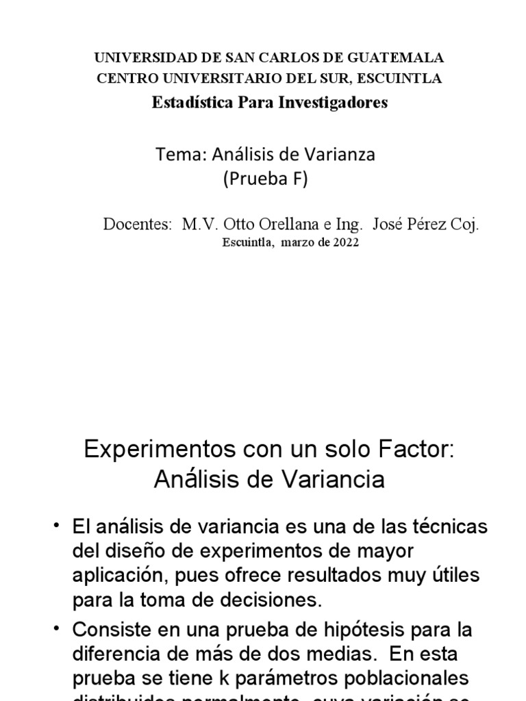 Análisis de Varianza | PDF | Experimentar | Análisis de variación