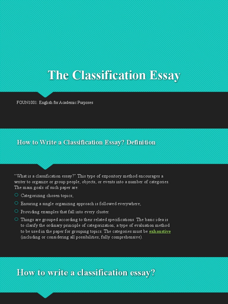 Writing a Classification Essay Guide | PDF | Essays | Adolescence