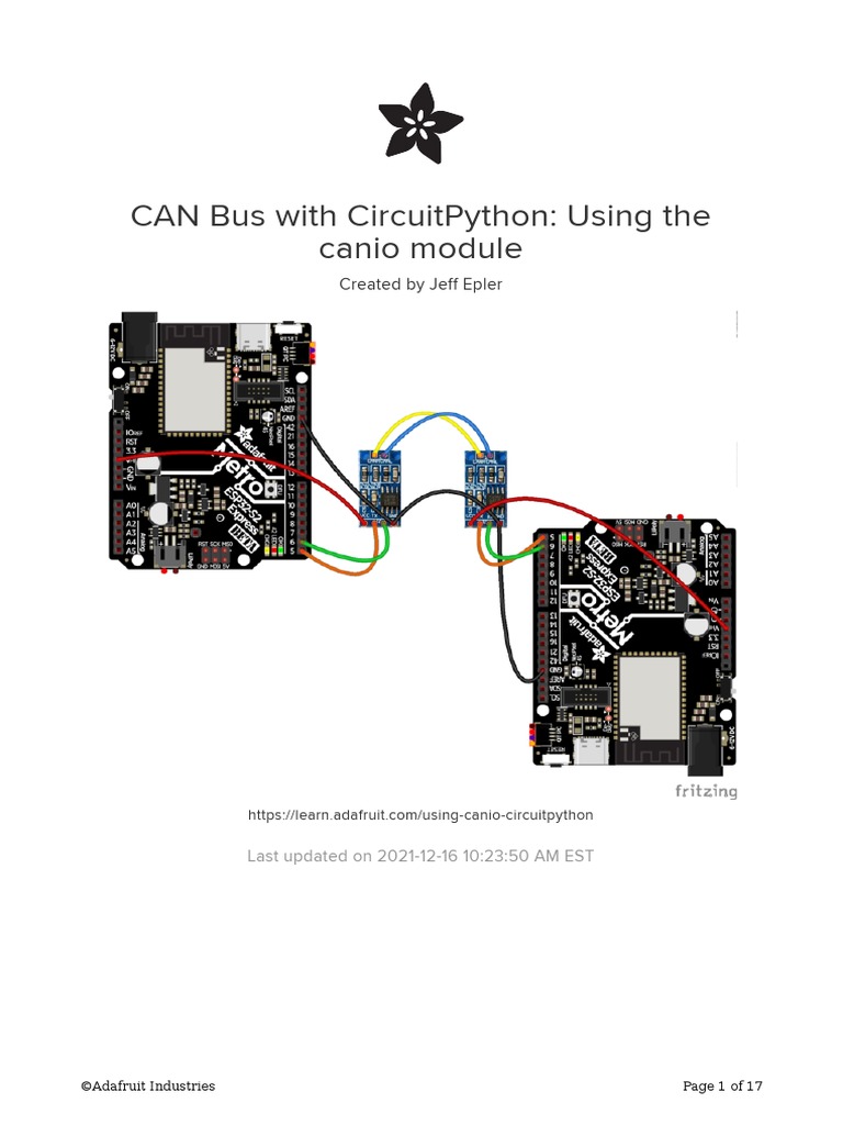 Can Bus With Circuitpython Using The Canio Module Created By Jeff Epler Pdf Computing