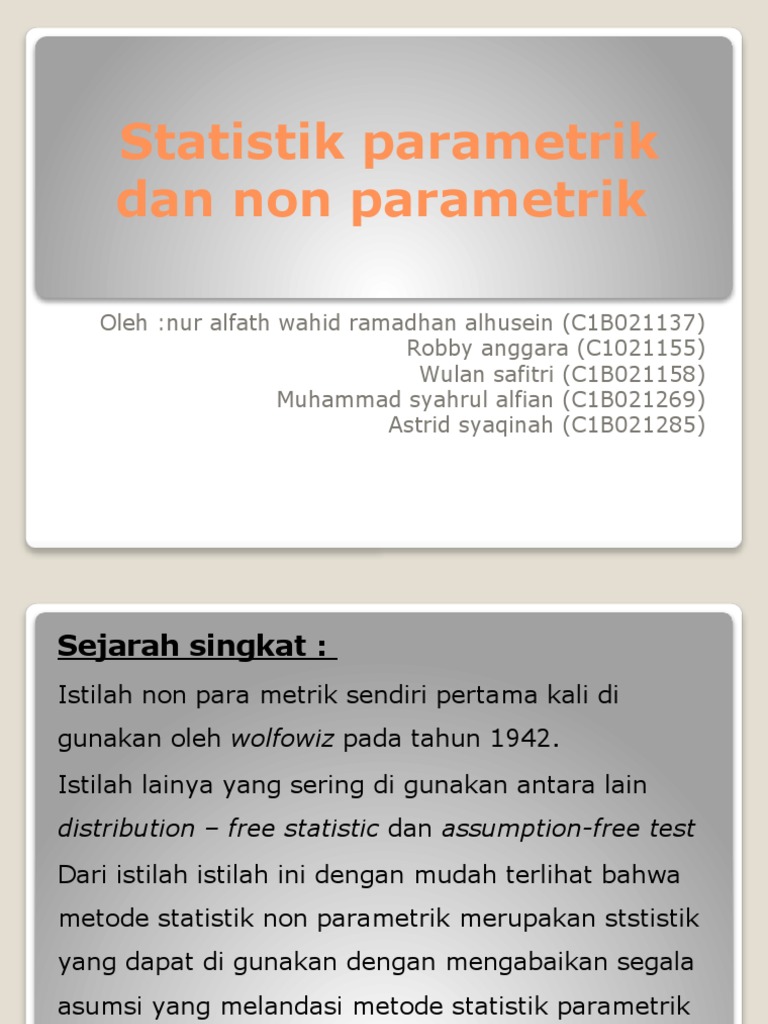 Statistik Parametrik Dan Non Parametrik - PRESENTASI | PDF