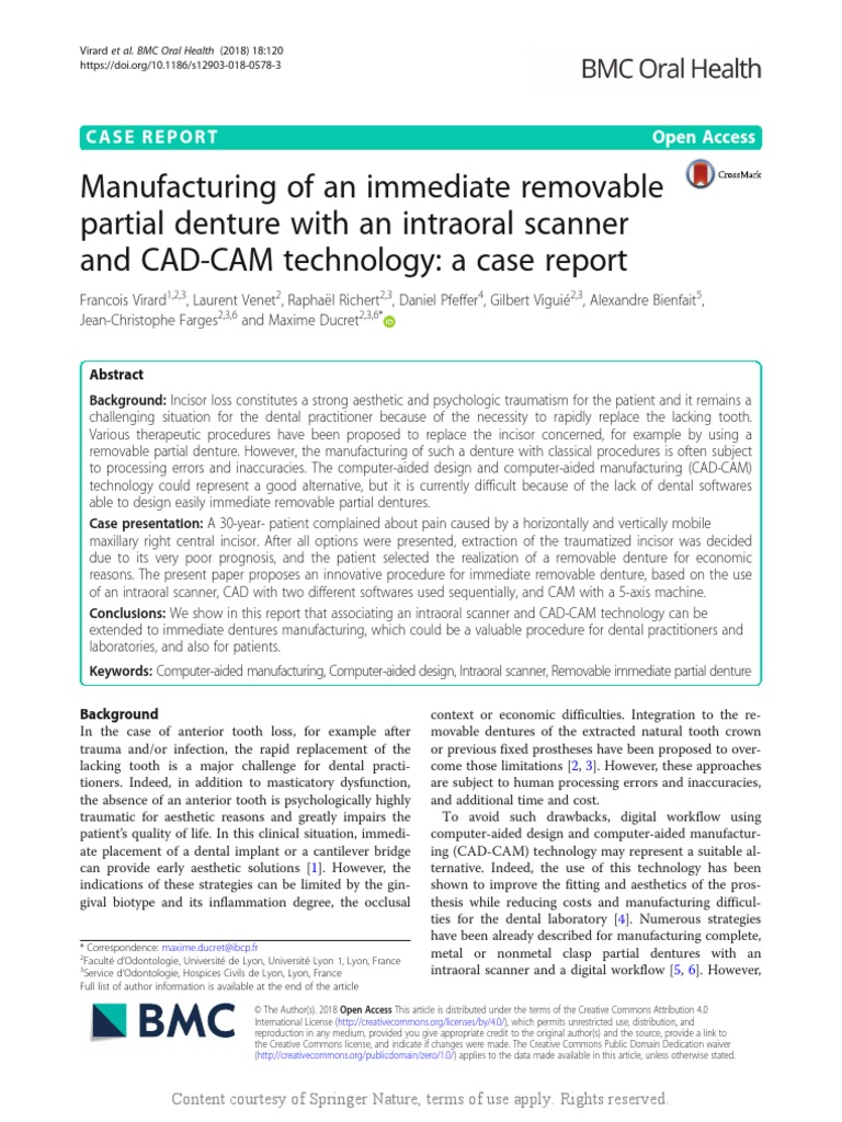 Manufacturing of An Immediate Removable Partial de | PDF | Dentures ...