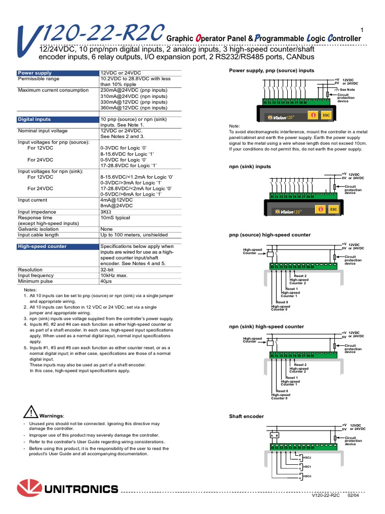 PLC Untronics V120-22-R2C - 1 | PDF | Power Supply | Bipolar Junction Transistor