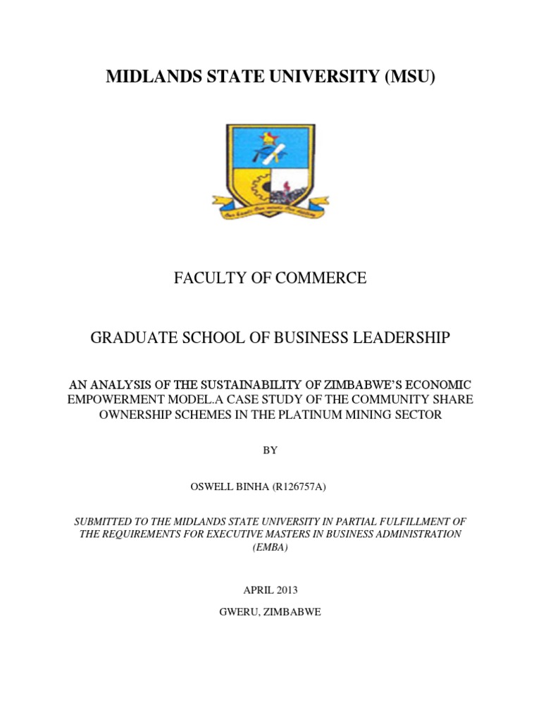 Midlands State University Msu Faculty of | PDF | Sustainability | Science