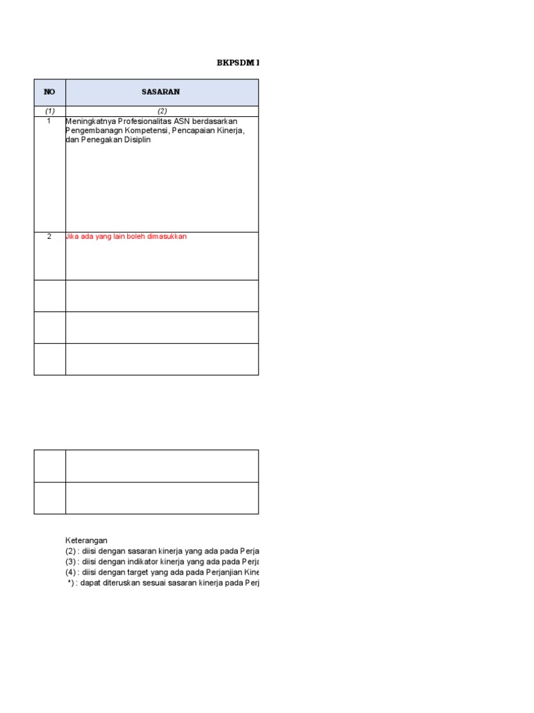 Form Penyusunan SKP Template BKPSDM | PDF | Bisnis