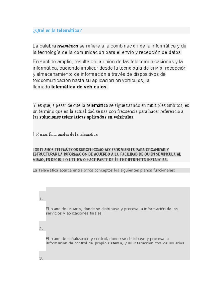 Qué Es La Telemática | PDF | Gestión de tecnología de la información ...