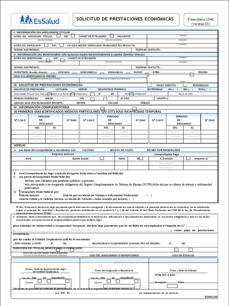 FORMULARIO 1040-EsSalud (Actualizado) | PDF
