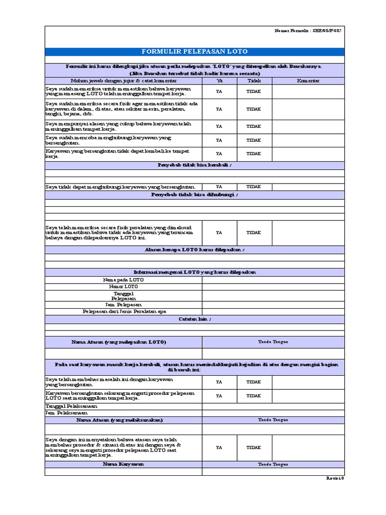 Form Pelepasan Loto PDF | PDF