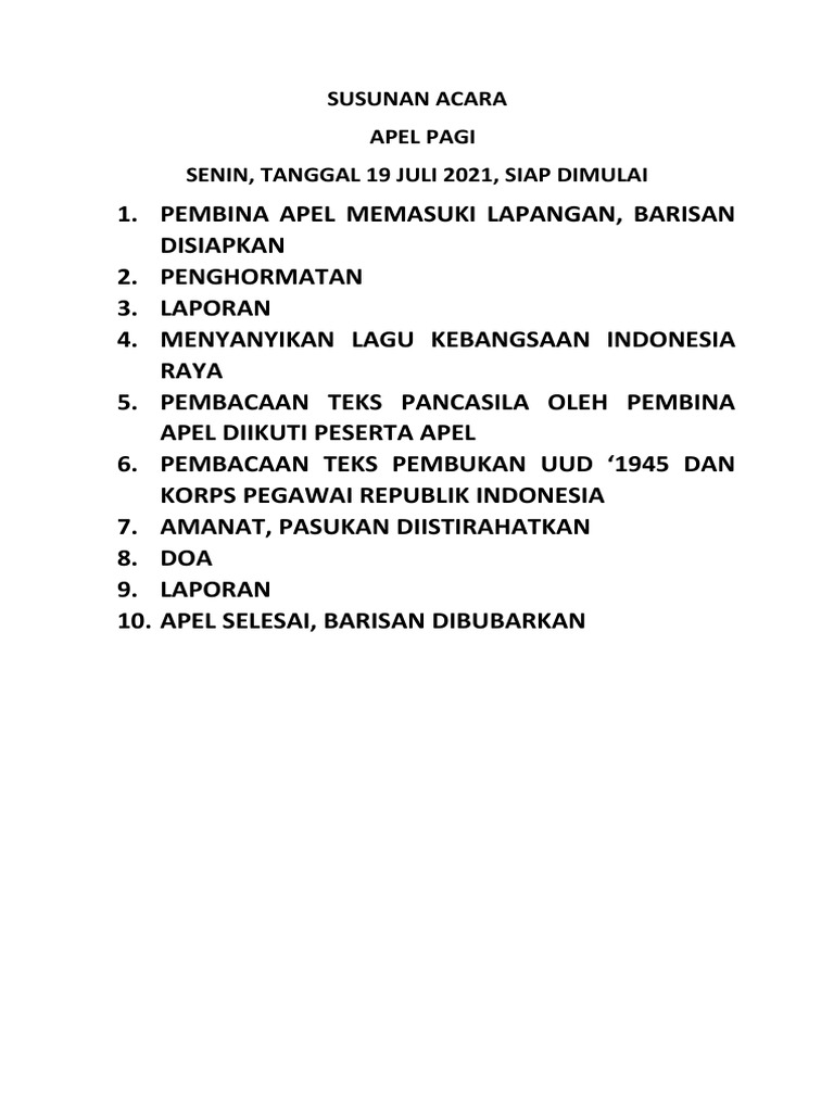 Susunan Apel Pagi | PDF