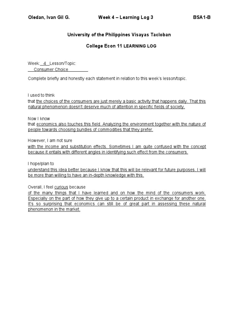 OLEDAN - Week 4 Learning Log 3 | PDF