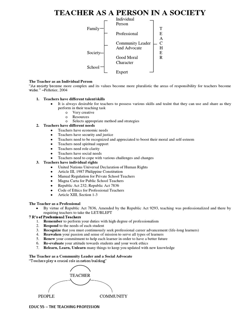 Teacher As A Person in A Society | PDF | Learning | Constructivism ...