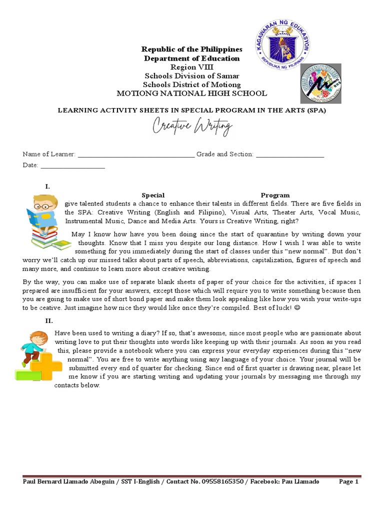 Creative Writing Grade 8 9 | PDF | Human Communication | Communication