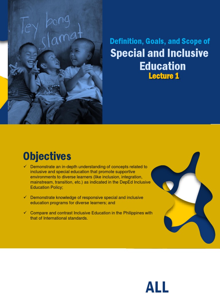 Special and Inclusive Education: Definition, Goals, and Scope of | PDF ...
