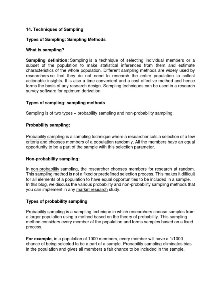 Techniques of Sampling | PDF | Sampling (Statistics) | Survey Methodology