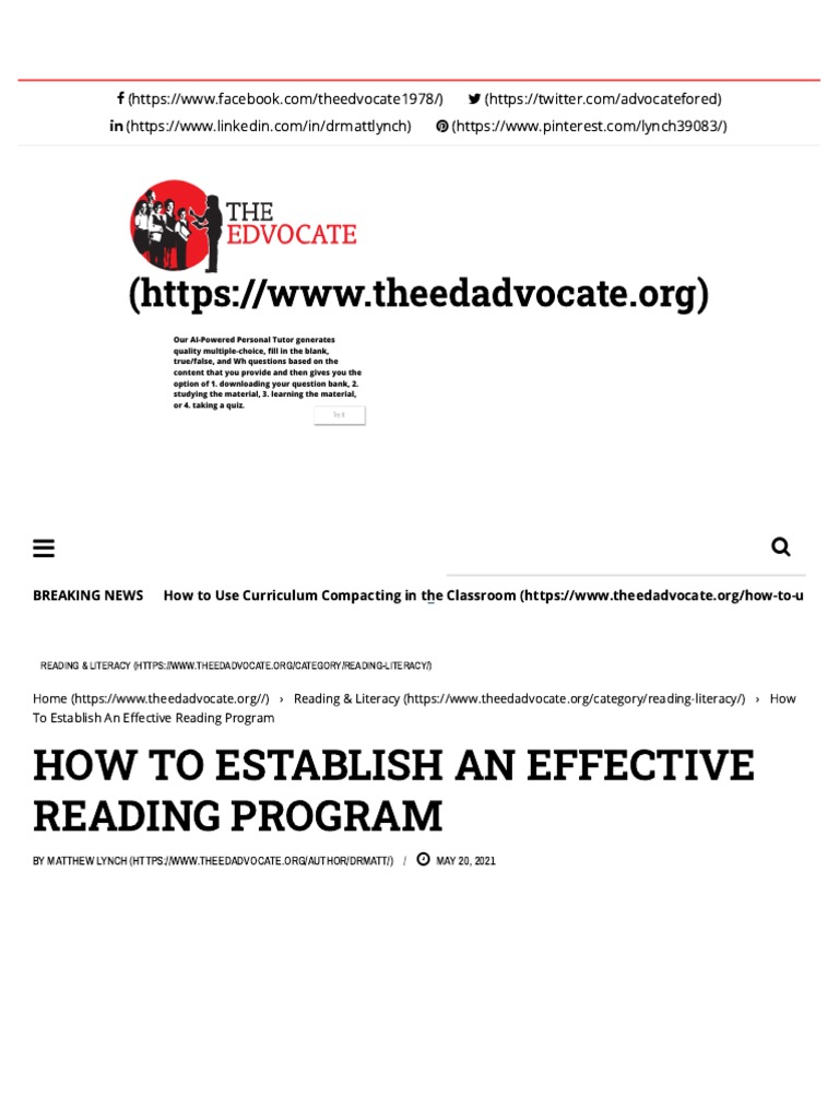 How To Establish An Effective Reading Program - The Edvocate | PDF ...