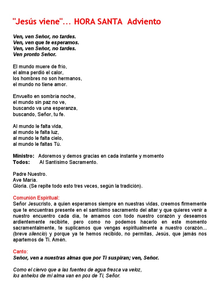 Hora Santa de Adviento | PDF | eucaristía | María, madre de Jesús