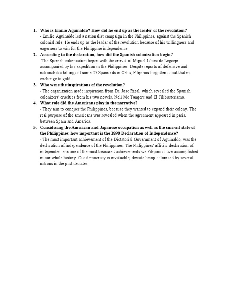 Emilio Aguinaldo & Philippine Independence | PDF | History