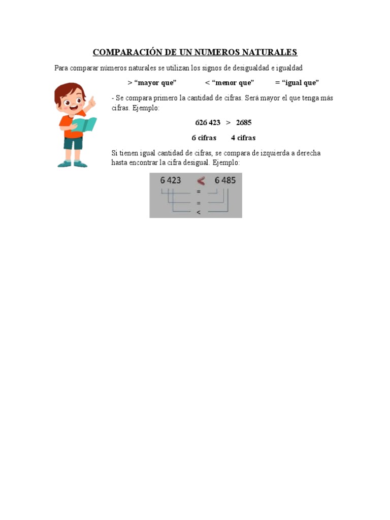 Comparación de Un Numeros Naturales | PDF