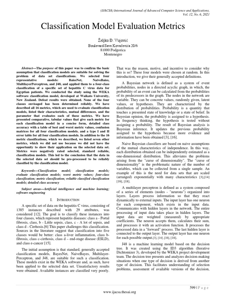 Classification Model Evaluation Metrics | PDF Classification Model Evaluation Metrics | PDF