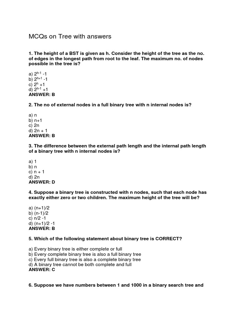 BST MCQ | PDF | Computing | Algorithms BST MCQ | PDF | Computing | Algorithms