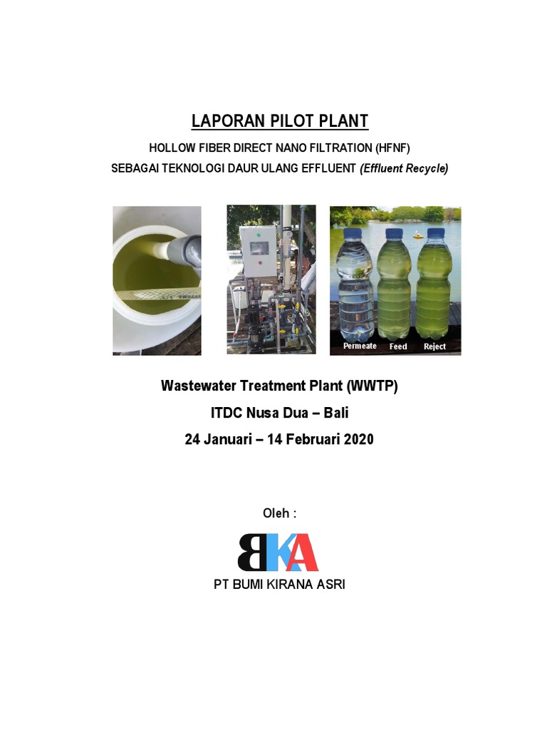 LAPORAN PILOT PLANT ITDC NUSA DUA AREA LAGOON BALI Rev. 0 | PDF