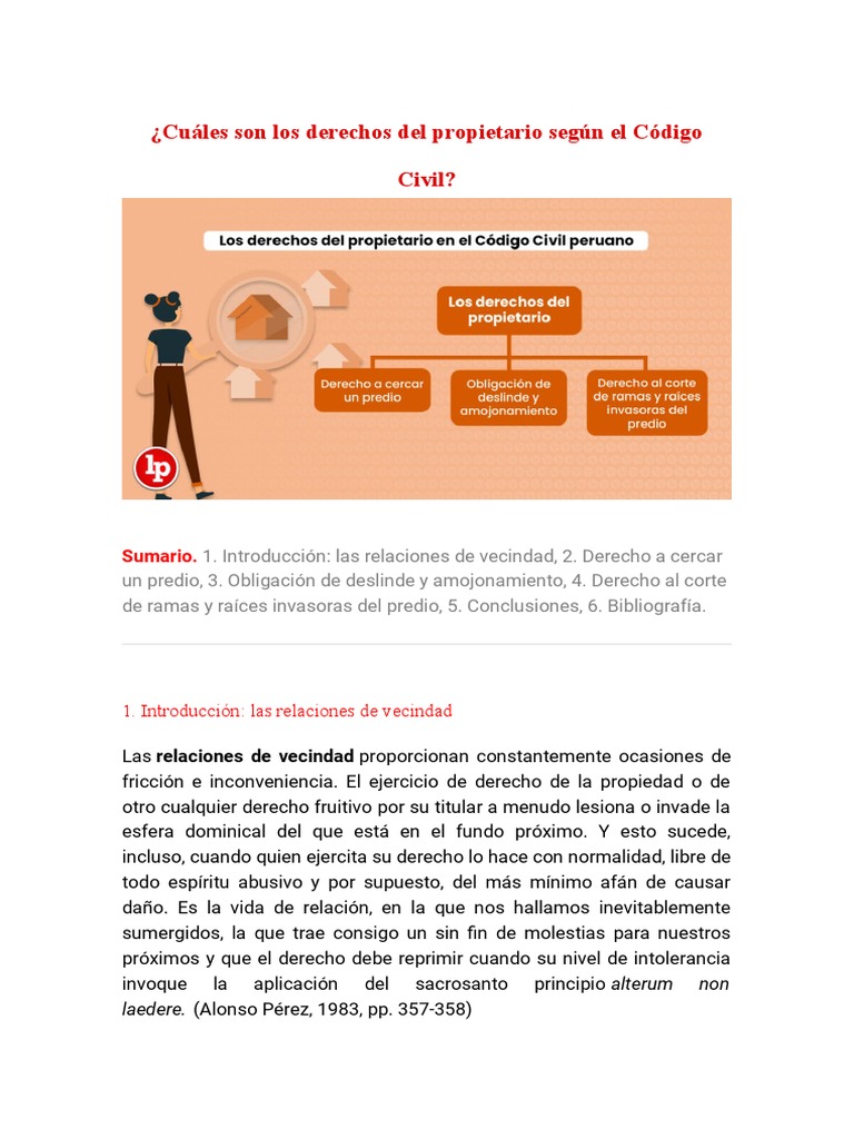 Cuáles Son Los Derechos Del Propietario Según El Código Civil | PDF