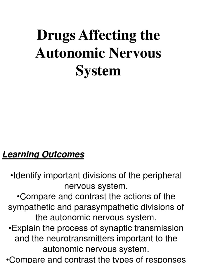 Ans Drugs Pharmacology. | PDF | Acetylcholine | Autonomic Nervous System
