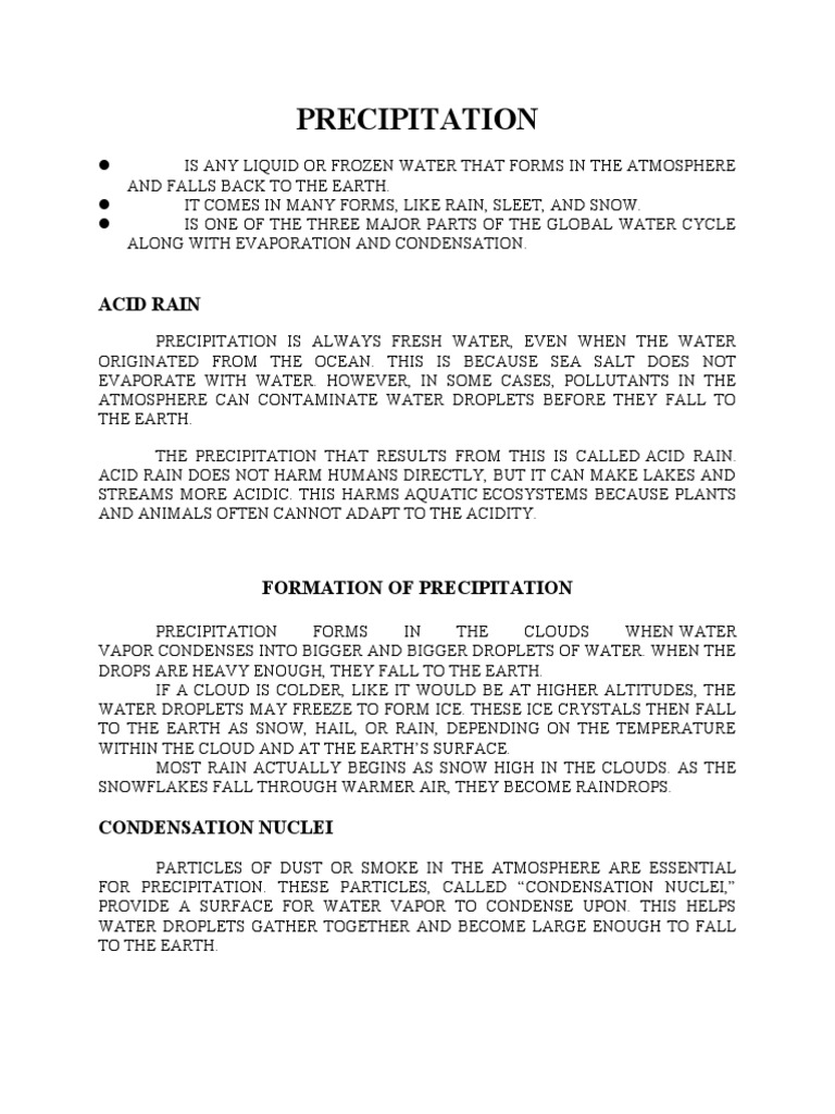 Precipitation Handout | PDF | Rain | Precipitation