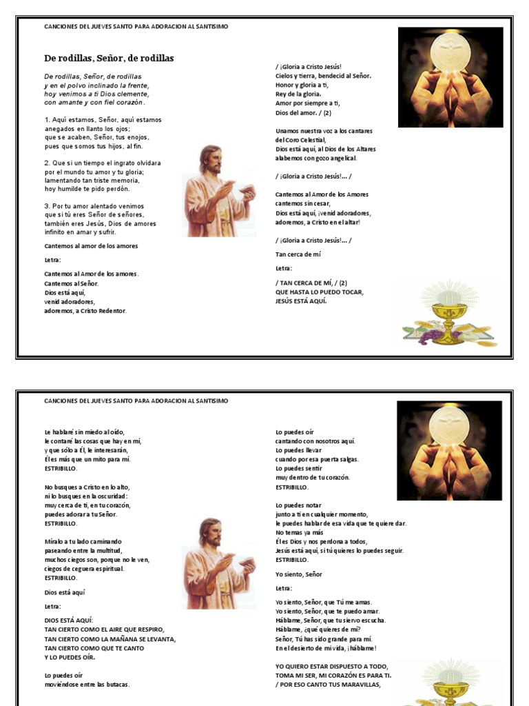 Cantos Jueves Santo | PDF | eucaristía | Cristo (título)