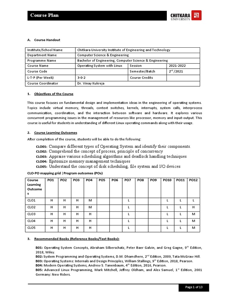 CHO - Operating System With Linux (25th Feb 2022) | PDF | Scheduling ...