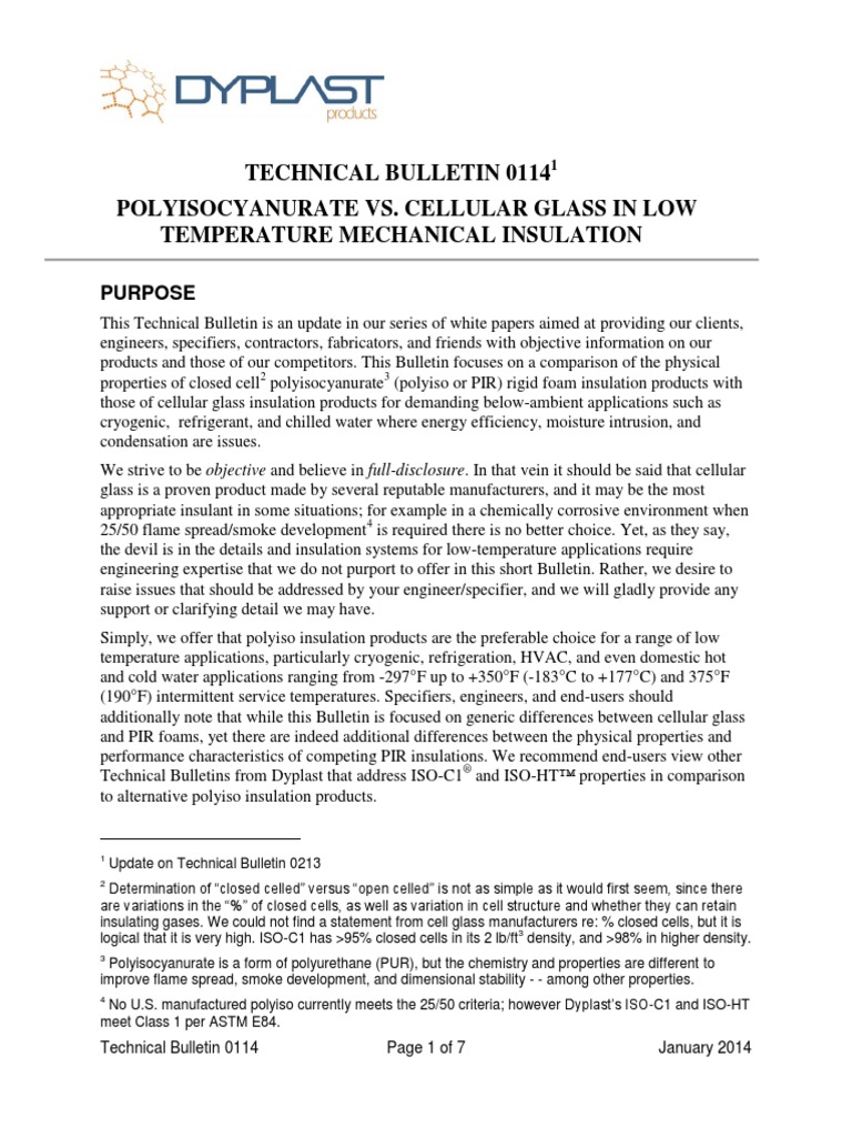 Polyisocyanurate vs. Cellular Glass in Low Temperature Mechanical ...