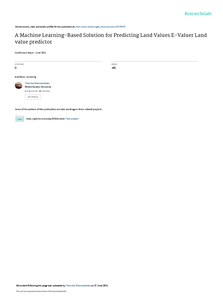 A Machine Learning-Based Solution for Predicting Land Values: Developing an Automated Land ...