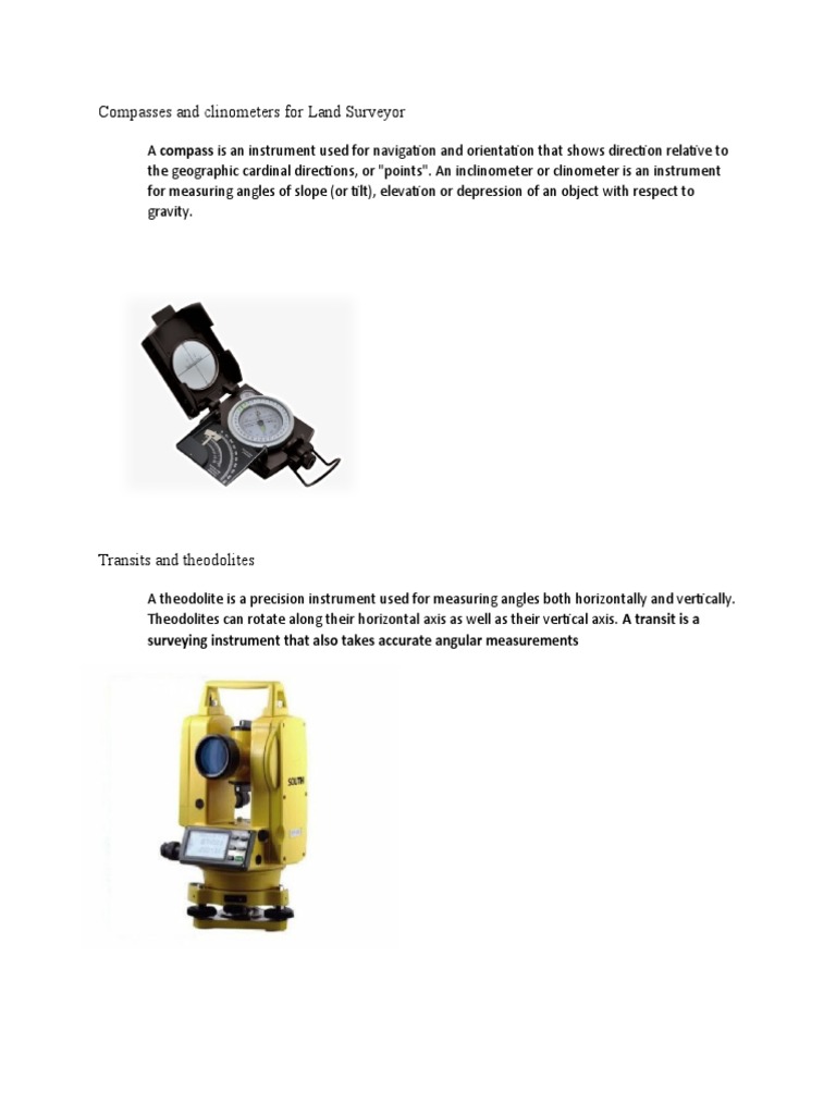 Compasses and Clinometers For Land Surveyor: Surveying Instrument That ...