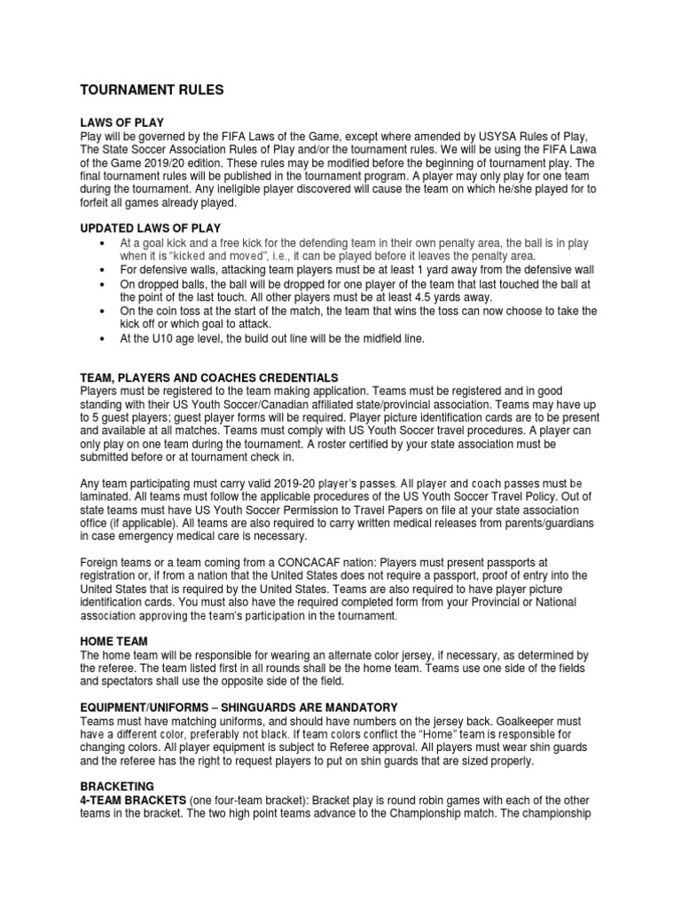 Tournament Rules: Laws of Play | PDF | Association Football | Leisure