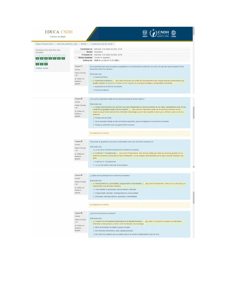 Examen CNDH Modulo 1 Anatomia y Derechos Humanos de La Mujer | PDF