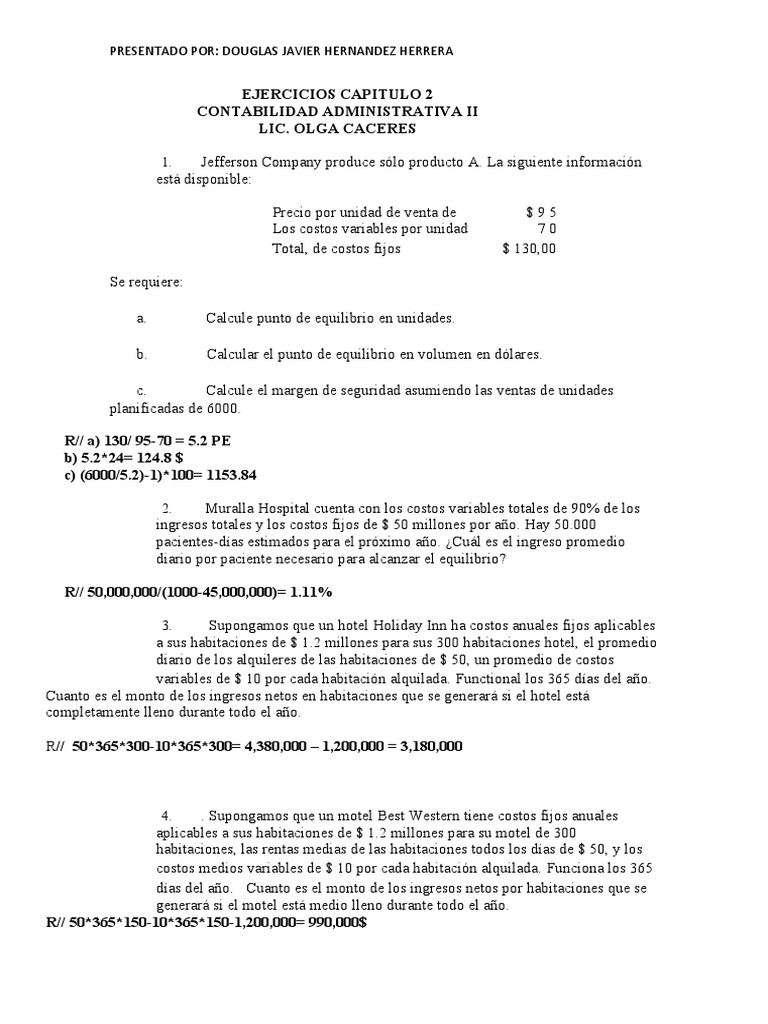 EJERCICIOS CAPITULO 2 Contabilidad | PDF | Economias