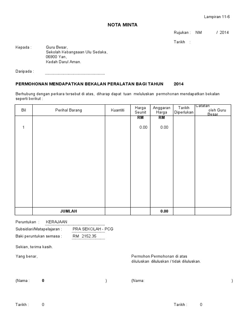 Softcopy Nota Minta | PDF