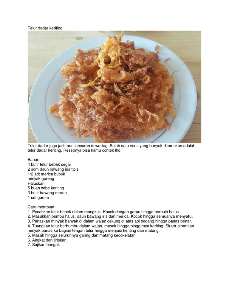 Resep Telur Dadar Keriting | PDF
