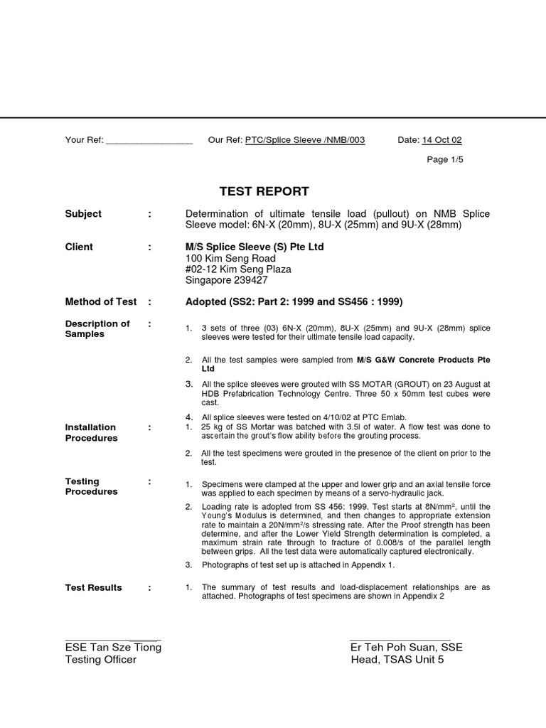 Lecture 4 Splice Sleeves Report-G&W | PDF | Fracture | Yield (Engineering)