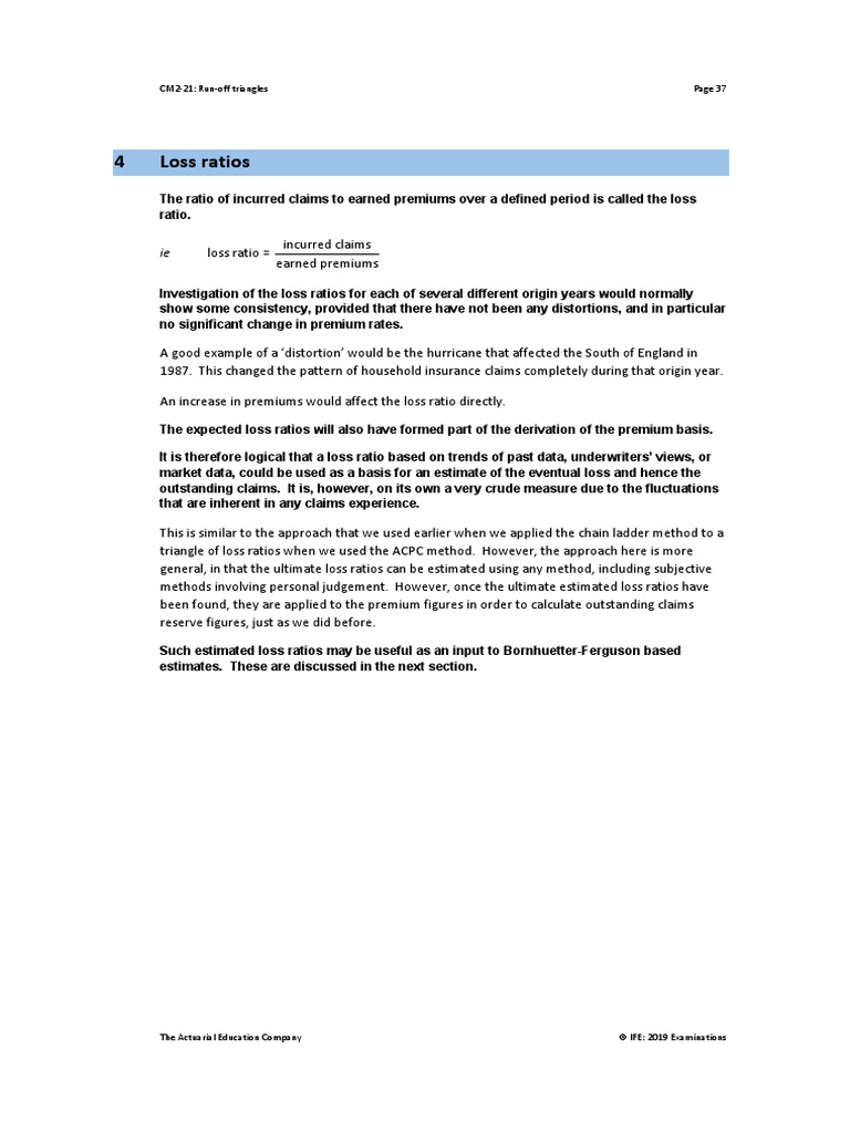 4 Loss Ratios: CM2-21: Run-Off Triangles | PDF | Insurance | Bayesian ...