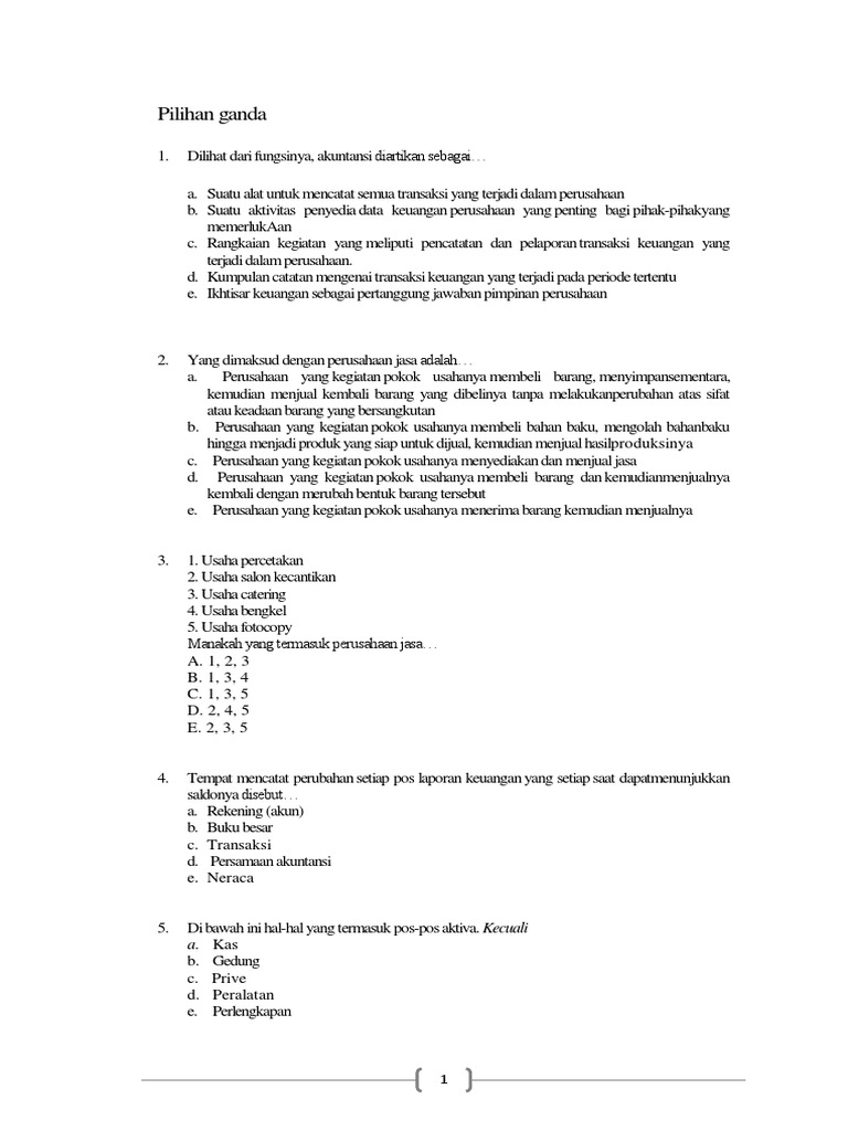 Soal Akuntansi - Kelas - X | PDF