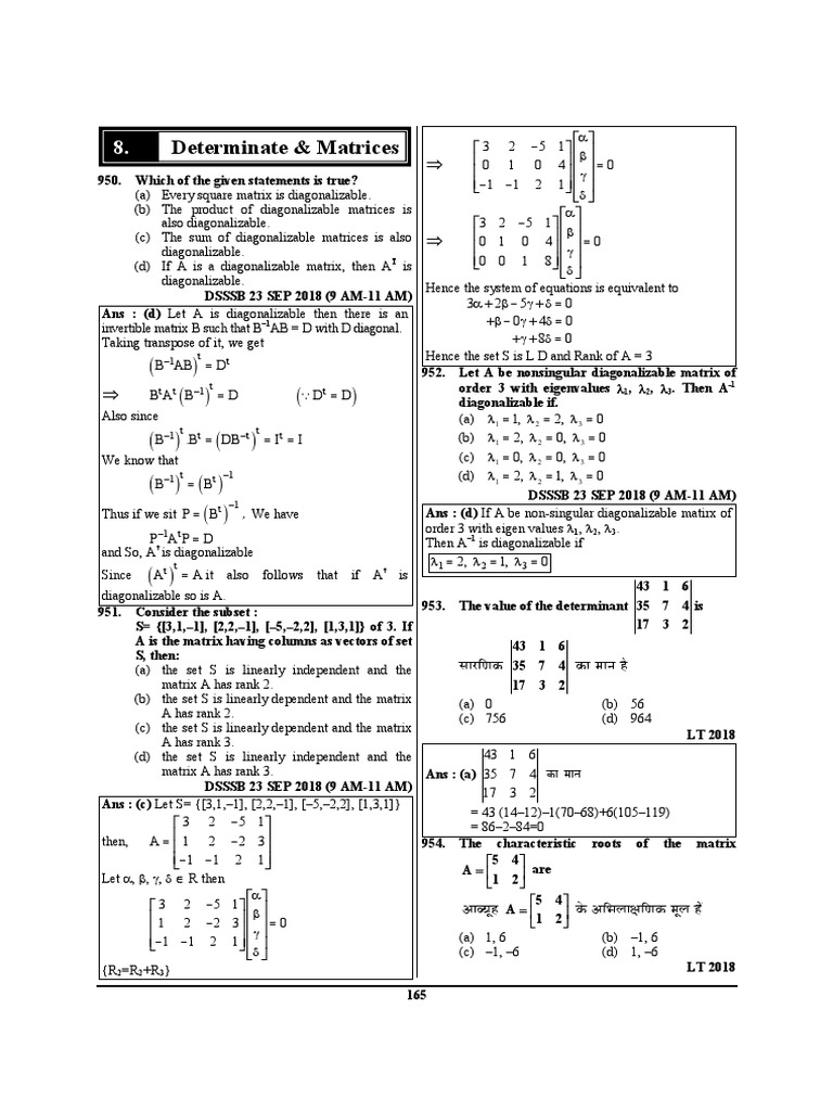 Determinant & Matrices | PDF | Eigenvalues And Eigenvectors | Matrix (Mathematics)