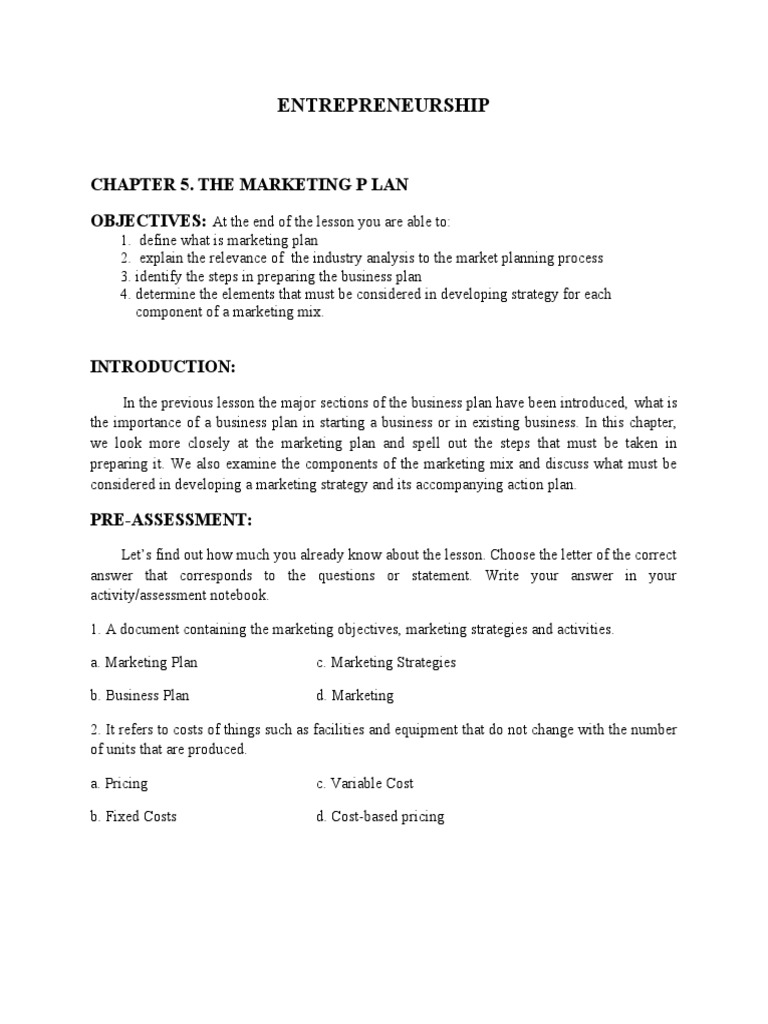 Entrep. Chapter 5 | PDF | Marketing | Marketing Strategy